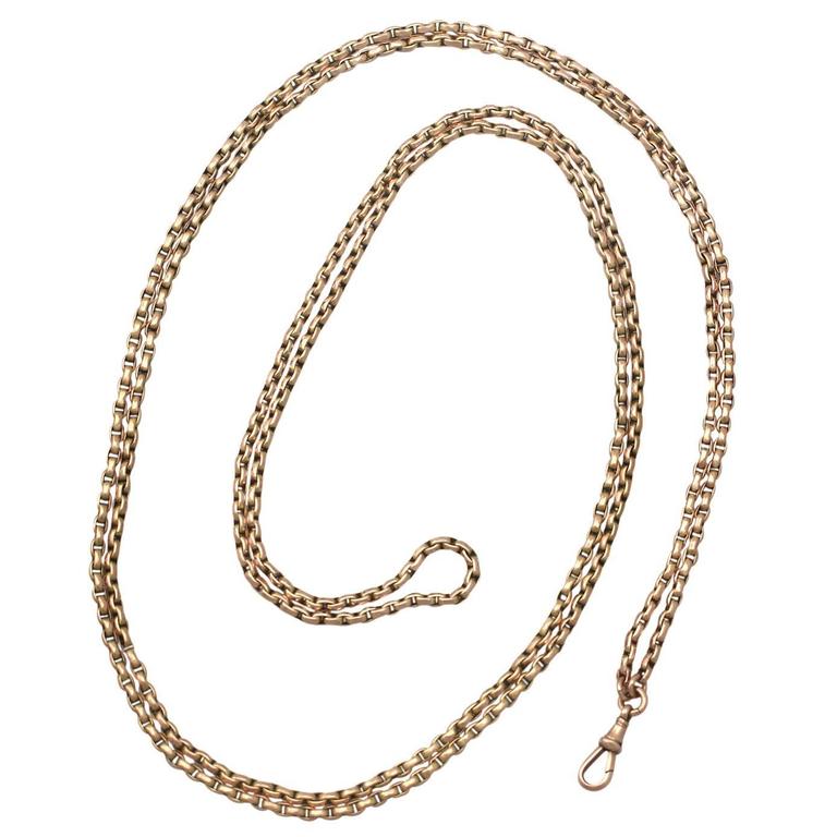 9k Yellow Gold Longuard / Watch Chain - Antique Circa 1890 at 1stdibs