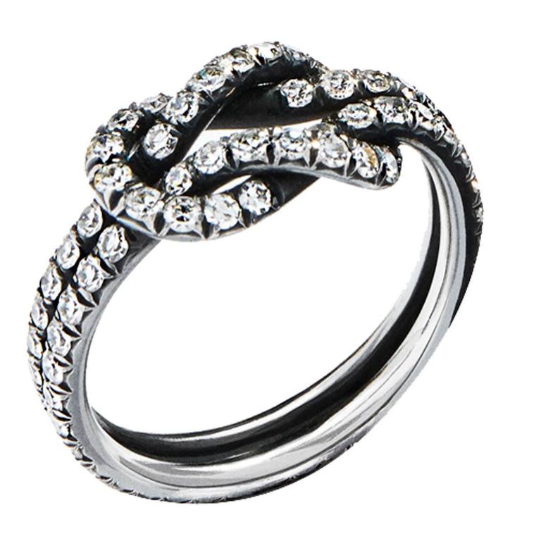 N.V. Milano Oxidized Silver 8/8 Cut Diamond Knot Ring For Sale at ...