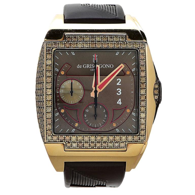 de Grisogono Rose Gold Diamond Power Breaker Chocolate No 5 Wristwatch ...