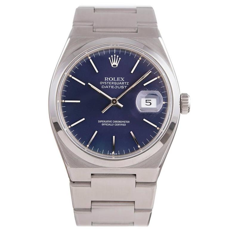 Rolex Stainless Steel Oyster Quartz Color Change Dial Wristwatch Ref ...