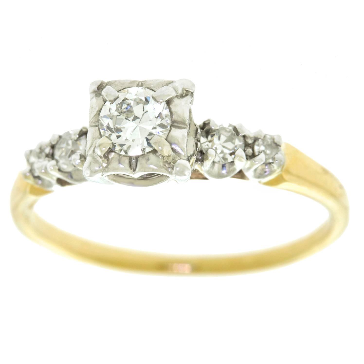Jabel Art Deco Diamond Gold Engagement Ring For Sale at 1stdibs