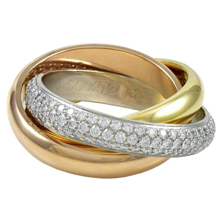 Cartier Trinity Diamond Gold Ring at 1stDibs