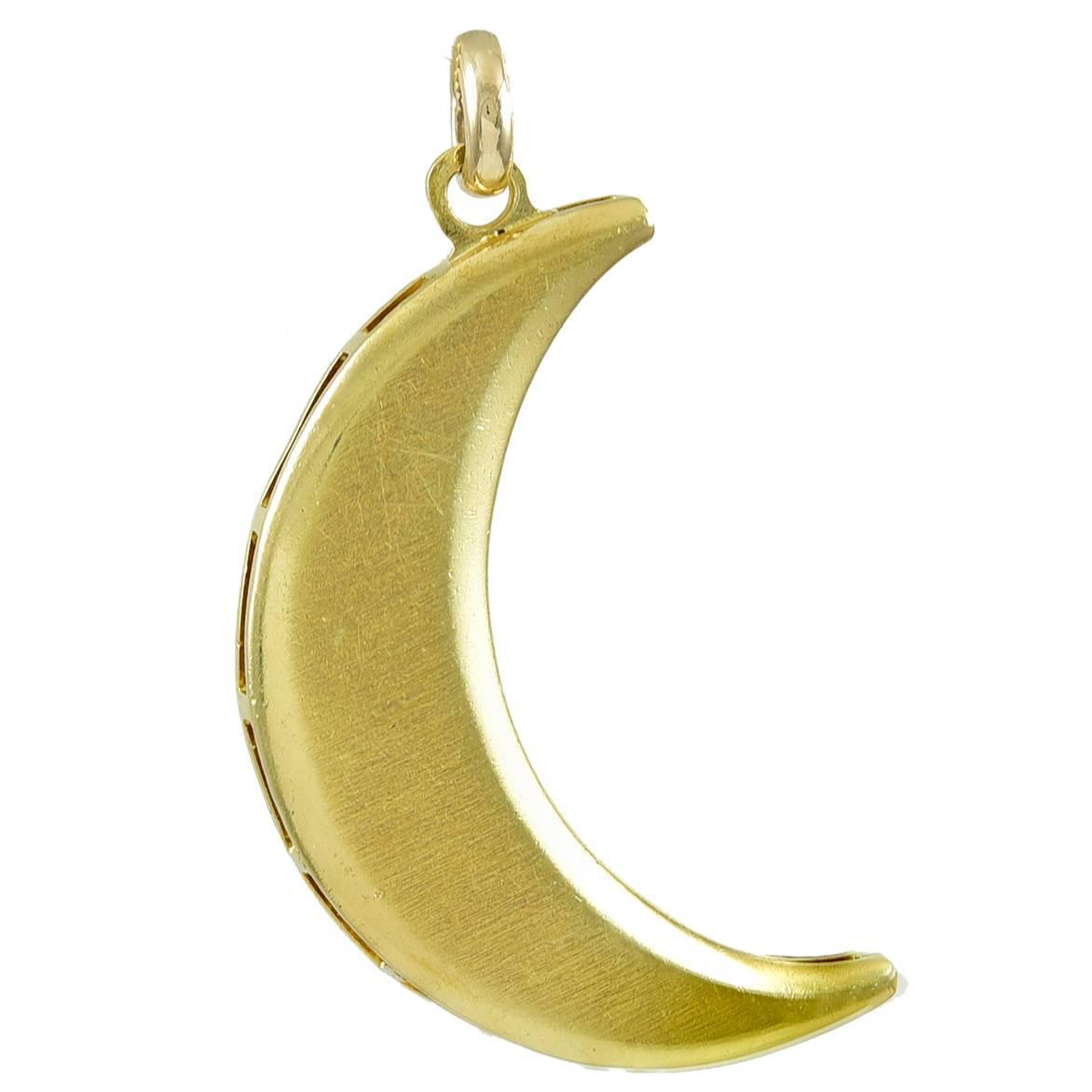 Gold Crescent Moon Pendant Charm For Sale at 1stdibs
