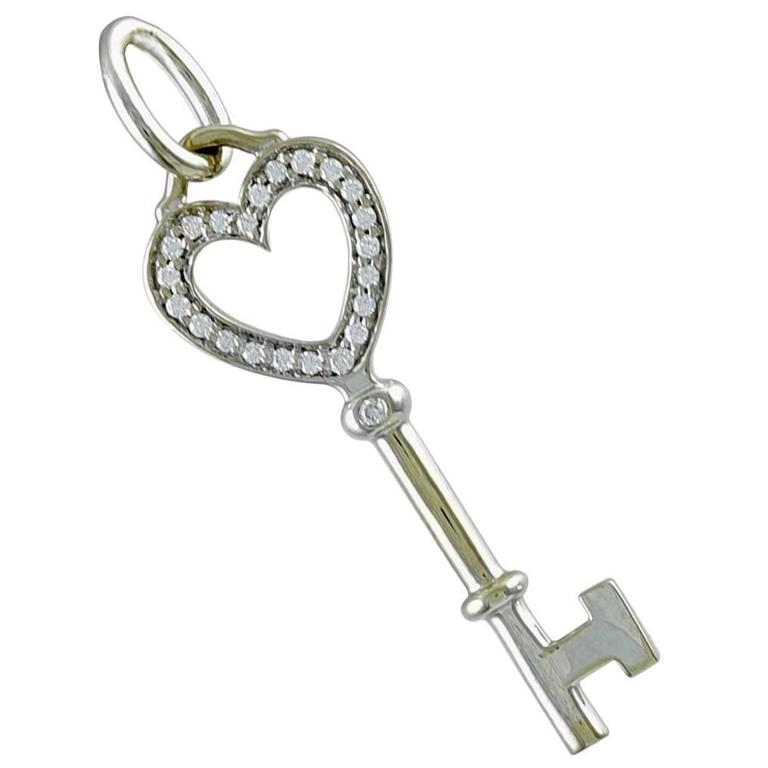 Tiffany and Co. Diamond Gold Key Pendant at 1stDibs