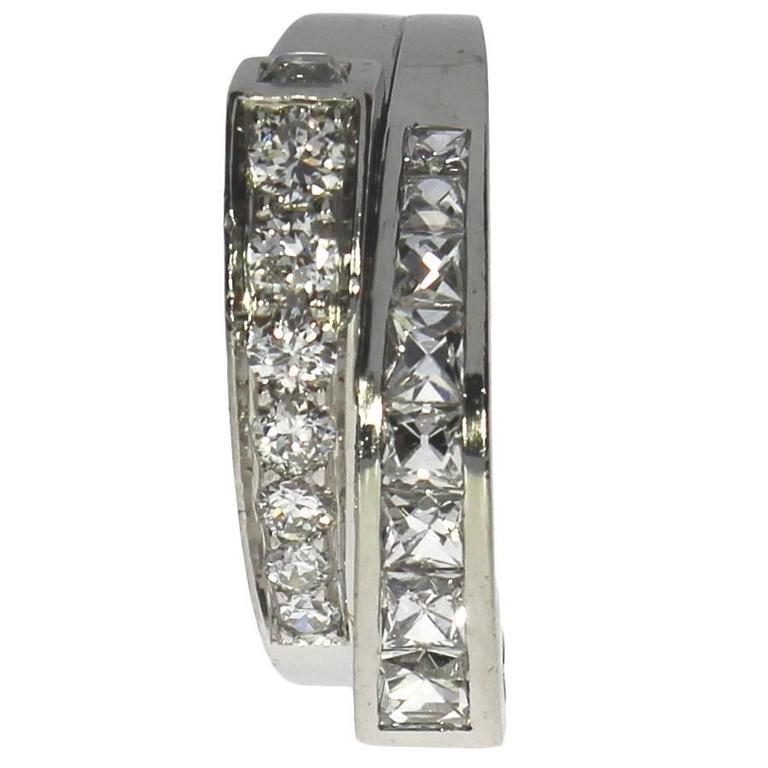 Double Channel Setting Diamond Platinum Ring at 1stDibs