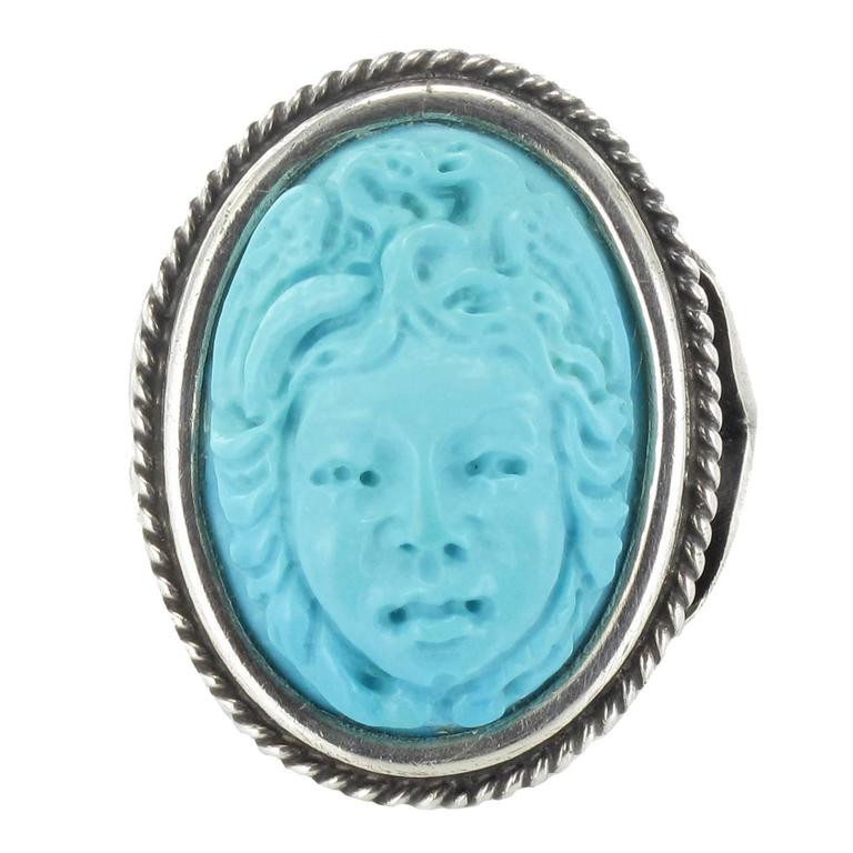 Antique Turquoise Silver Cameo Ring at 1stDibs | sterling silver cameo ...