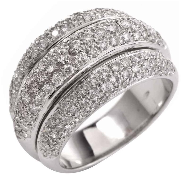 Diamond Gold Cluster Wide Band Ring at 1stDibs