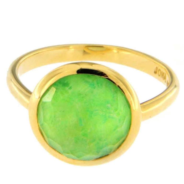 Jona Jade Rock Crystal 18k Yellow Gold Ring at 1stDibs