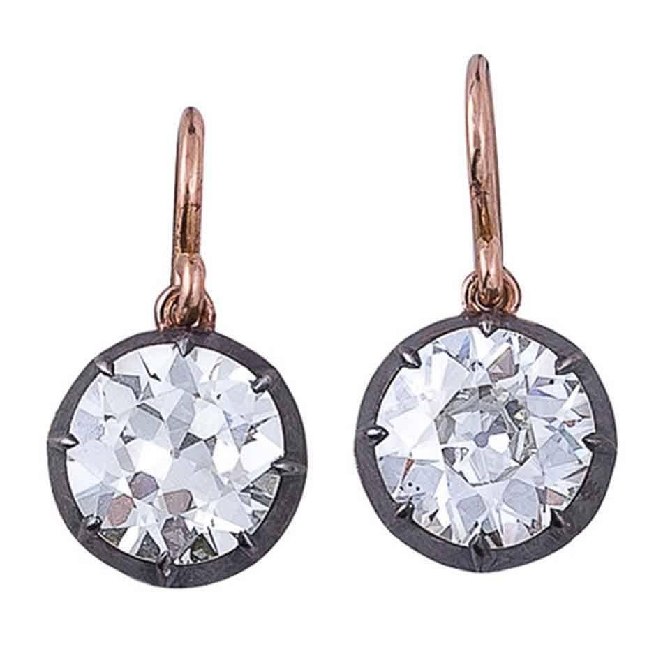 Antique Diamond Silver Gold Single-Stone Earrings at 1stDibs | single ...