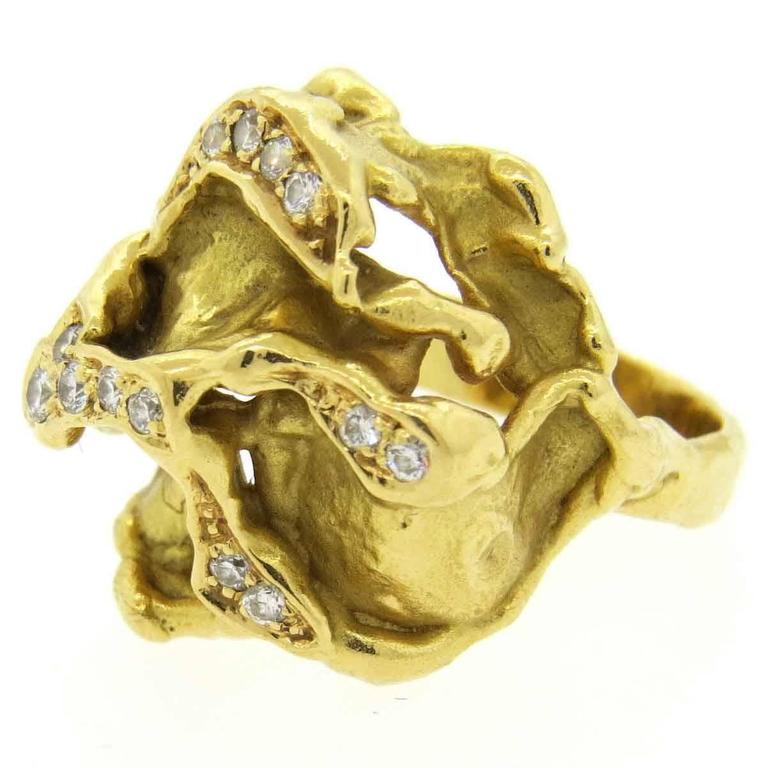 Julia Plana Design Diamond Gold Free Form Ring at 1stDibs | free form ...