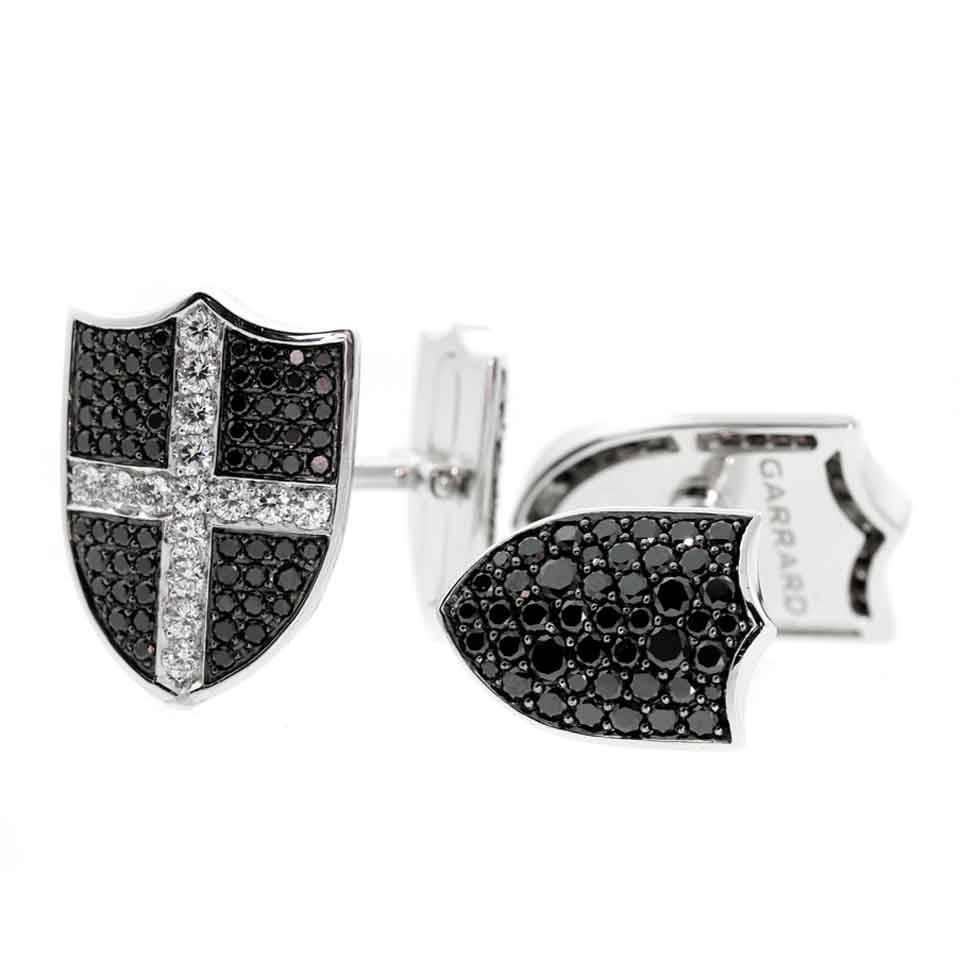 Garrard Black and White Diamond Gold Shield Cufflinks at 1stDibs ...