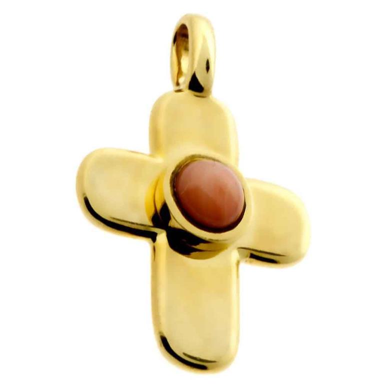 Van Cleef and Arpels Coral Gold Cross at 1stDibs