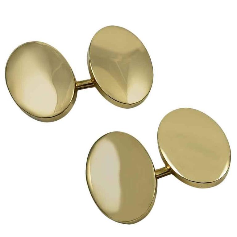 Cartier Extra-Heavy Double Sided Gold Cufflinks at 1stDibs