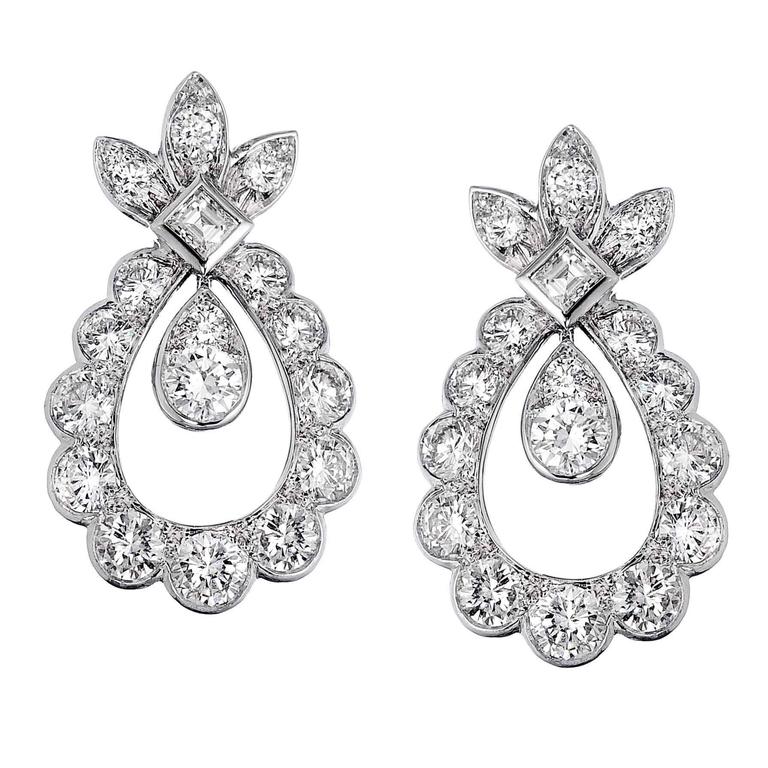 Chaumet Diamond Gold Dangle Earrings For Sale at 1stDibs | chaumet earrings