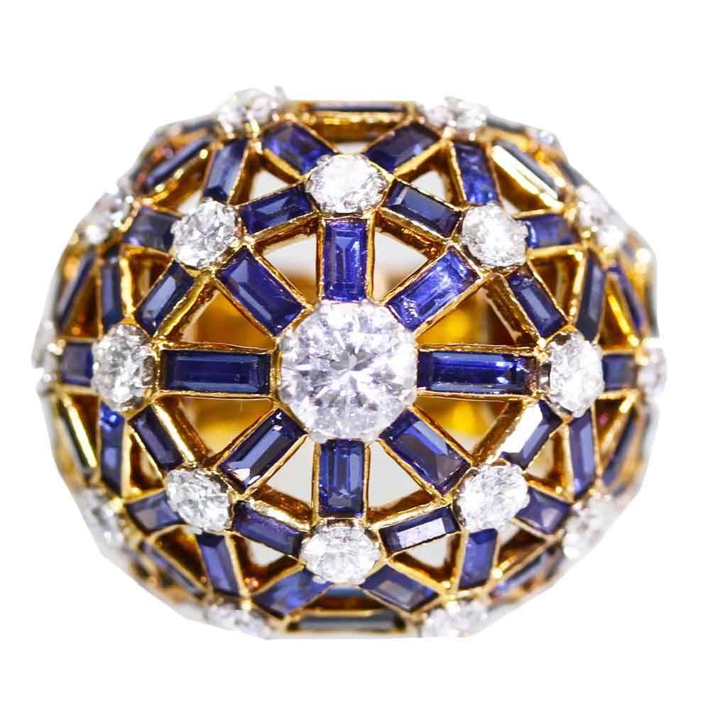 1960s Mellerio Paris Sapphire and Diamond Ring For Sale at 1stdibs