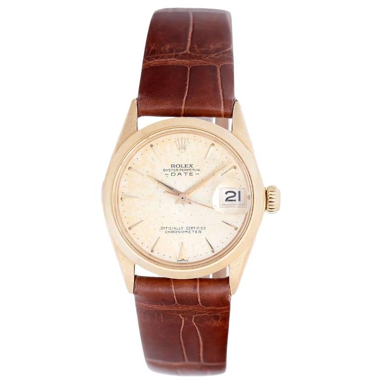 Rolex Yellow Gold Midsize Date Model Automatic Wristwatch Ref 6624 at ...