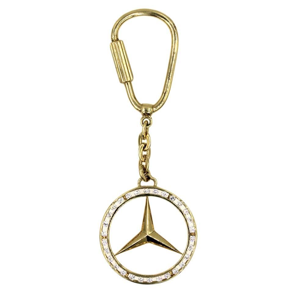 Mercedes Emblem Diamond Gold Key Chain at 1stdibs