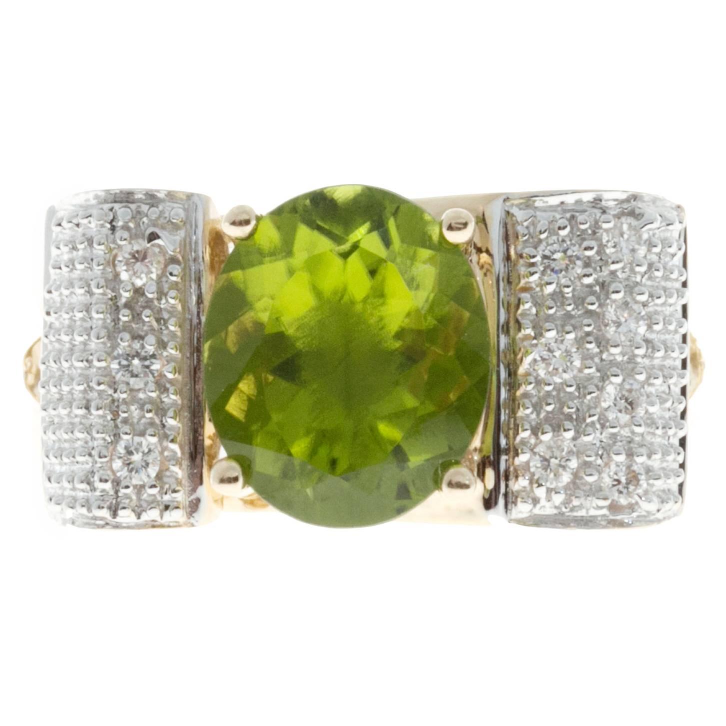Spectacular Peridot and Diamond Ring at 1stDibs