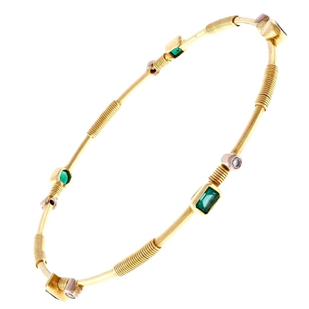 Emerald and Diamond Bangle Bracelet at 1stDibs | emerald and diamond ...