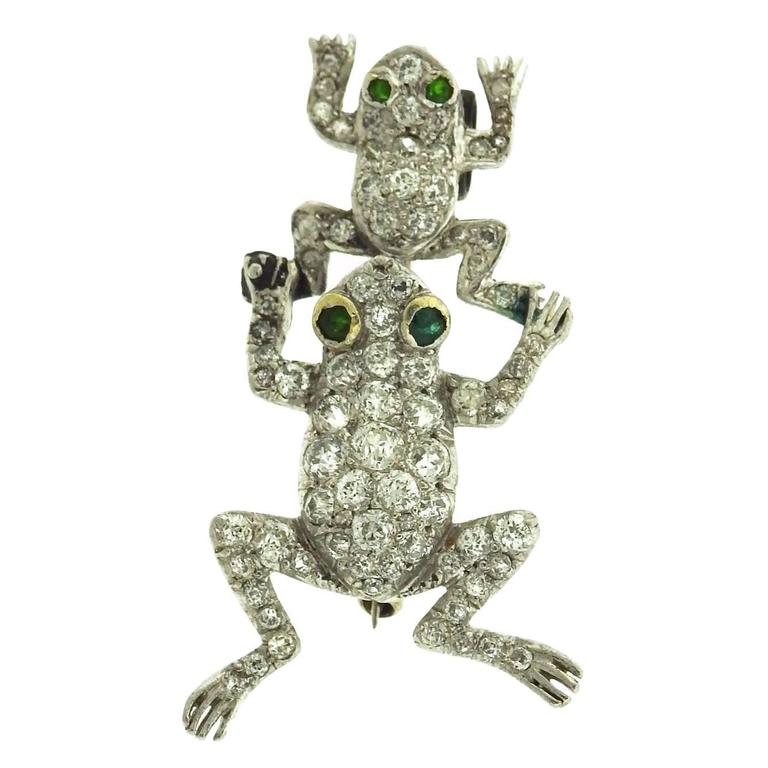 Shreve and Co. Art Deco Diamond Platinum Frog Pin at 1stDibs