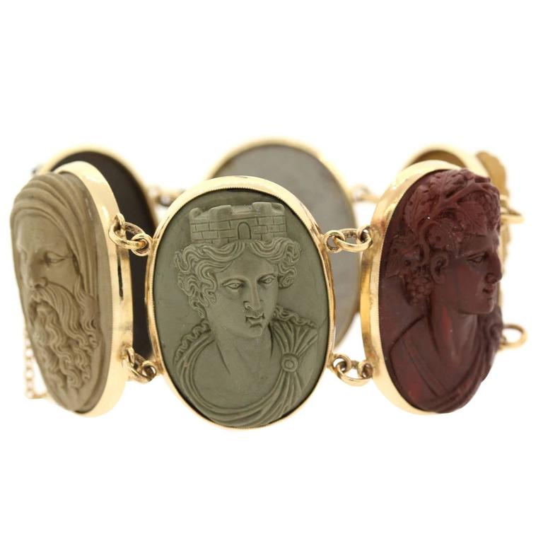 1880s Lava Gold Cameo Bracelet at 1stDibs