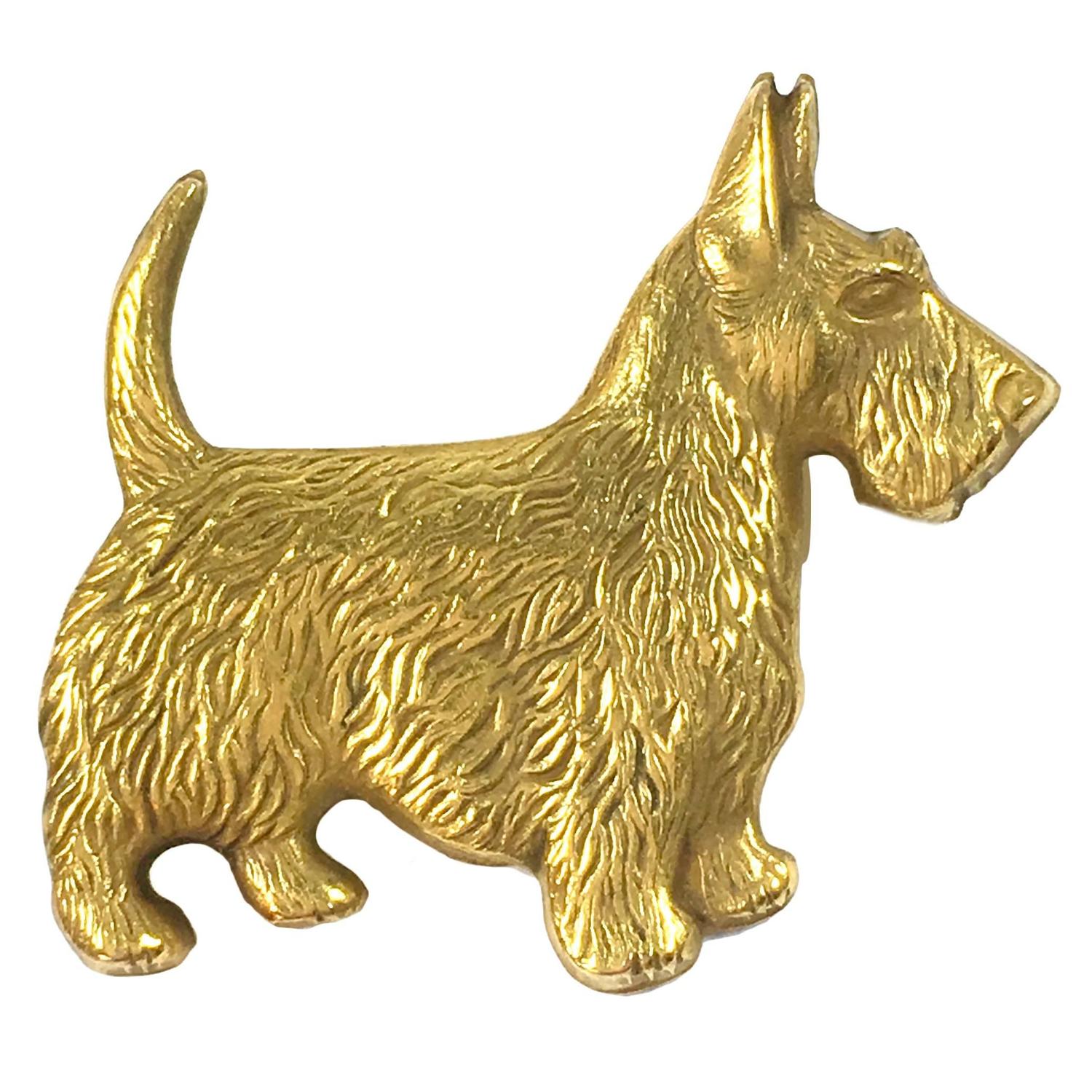 Small Gold Terrier Dog Pin Brooch at 1stdibs