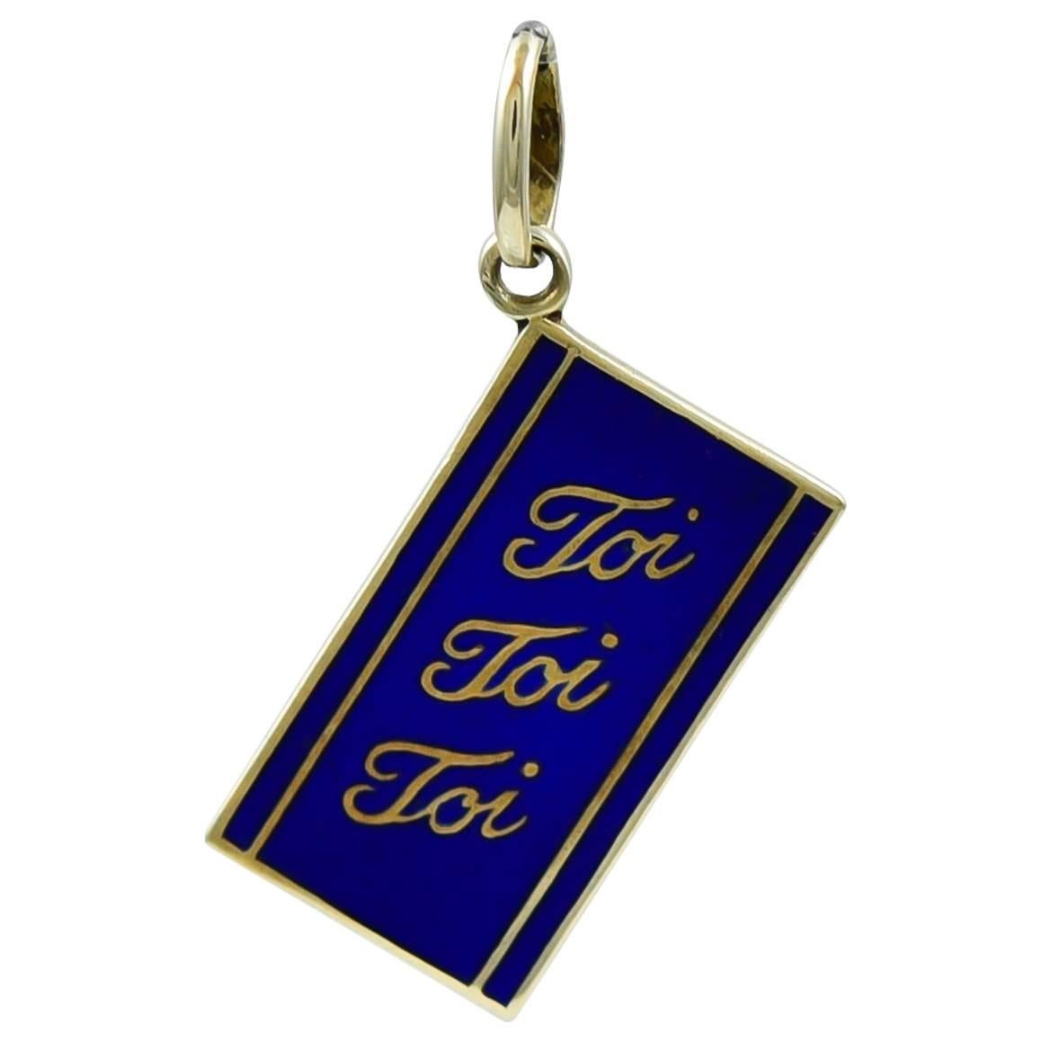Toi Toi Toi Enamel Gold Charm For Sale at 1stDibs