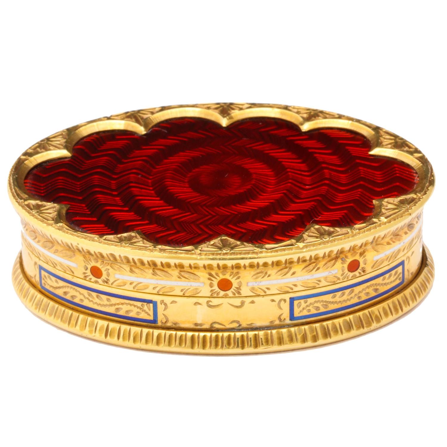 Cartier Red Enamel Gold Pill Box For Sale at 1stdibs