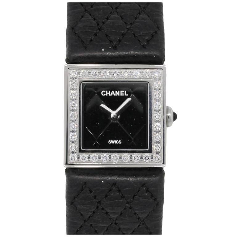 Chanel Ladies Stainless Steel Mademoiselle Diamond Bezel Quartz ...