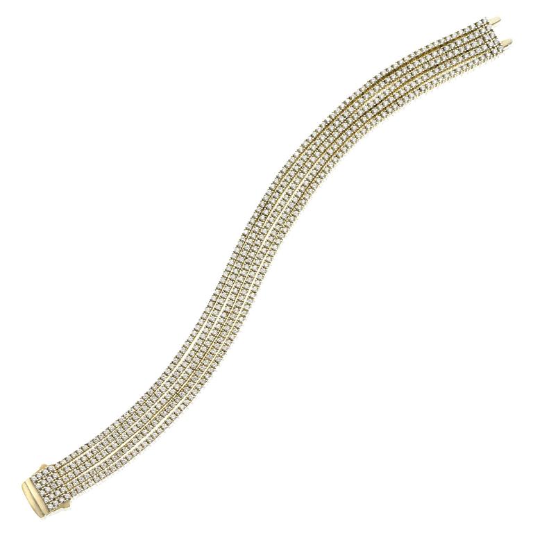 Five Row Endless Diamond Gold Bracelet By Emilio! at 1stDibs