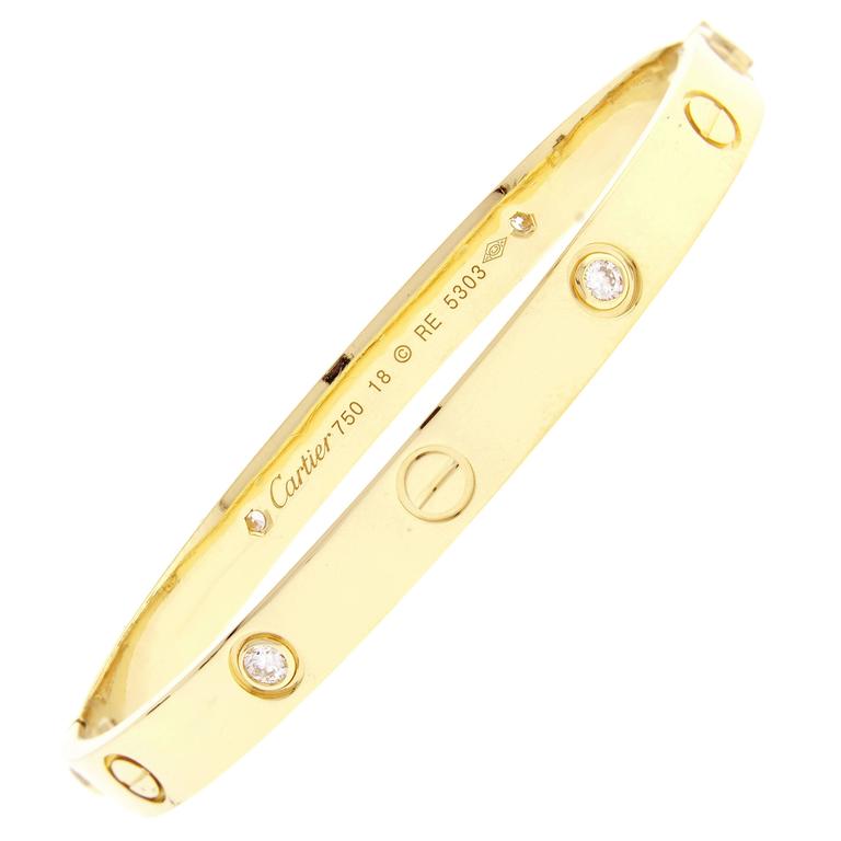 Cartier Four Diamond Gold Love Bracelet at 1stDibs