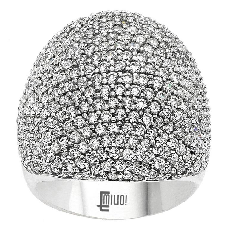 Emilio Jewelry Micro Pave Diamond Gold Ring For Sale at 1stDibs