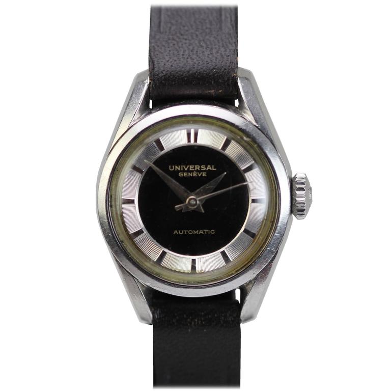 Universal Geneve Ladies Stainless Steel Automatic Wristwatch at 1stdibs