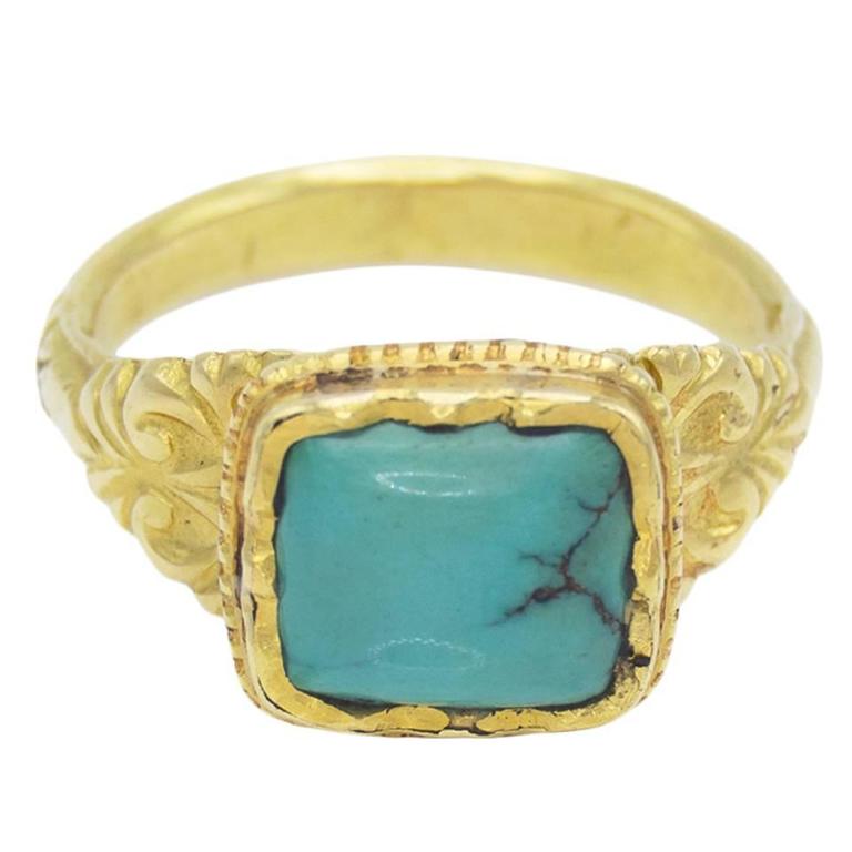 Turquoise Gold Ring For Sale at 1stDibs