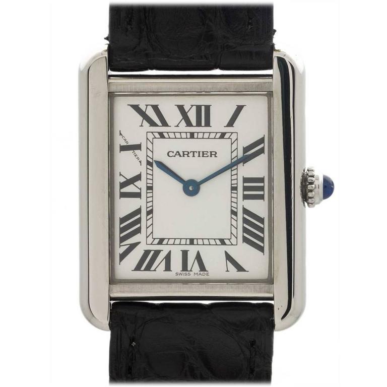 Cartier Stainless Steel Tank Solo Quartz Wristwatch at 1stDibs
