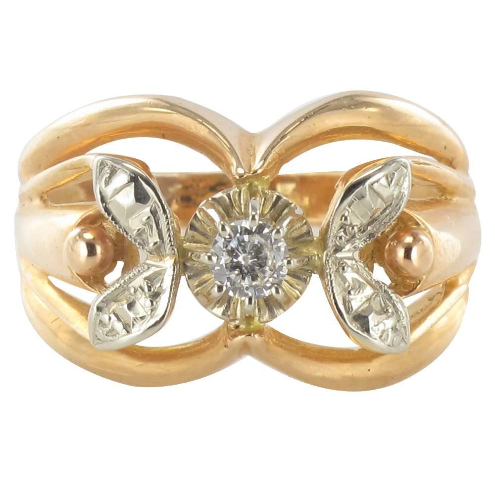 1960s Arthur King Diamond Gold Ring For Sale at 1stDibs