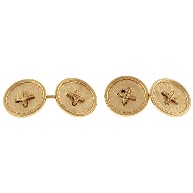 Gold Double Sided Button Style Cufflinks at 1stDibs | double sided ...