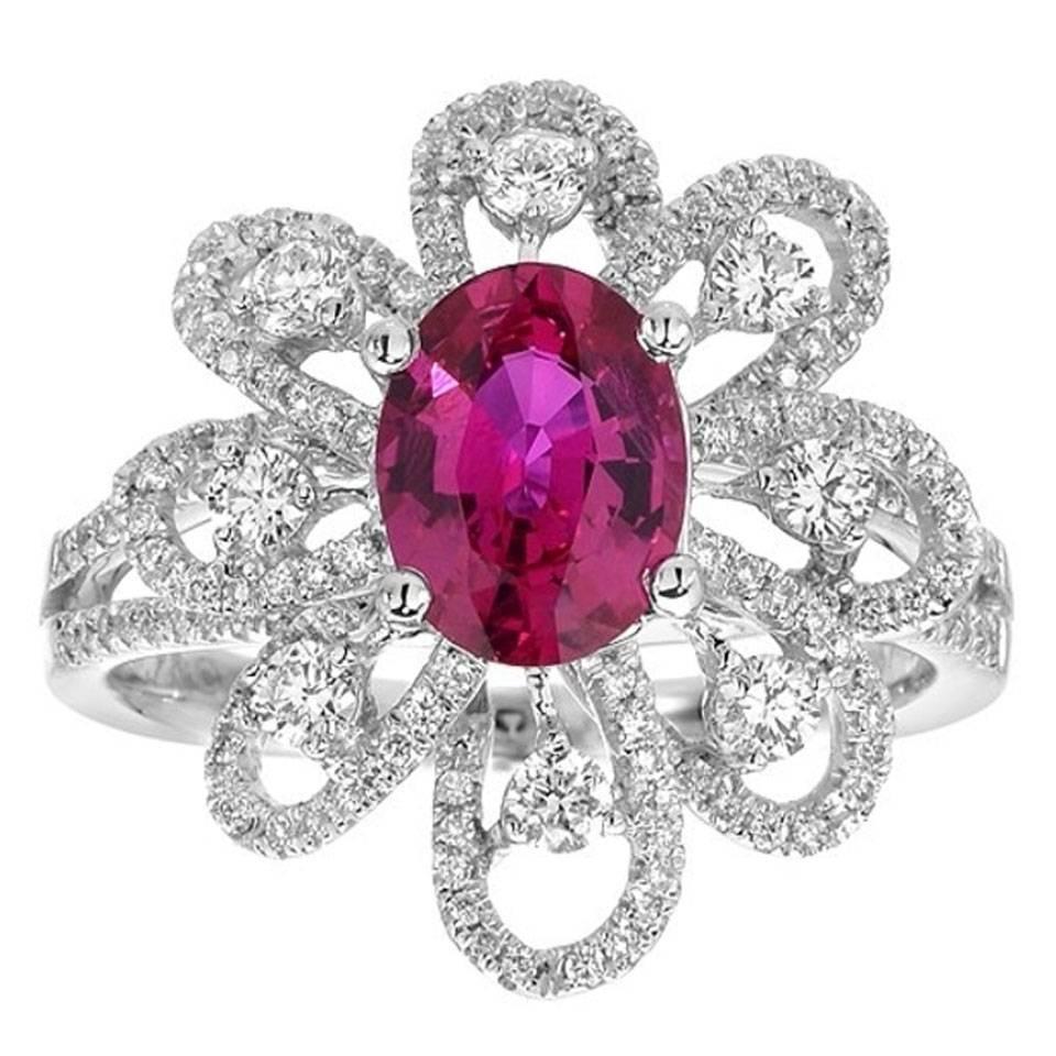Burmese Ruby Diamond Gold Ring For Sale at 1stDibs