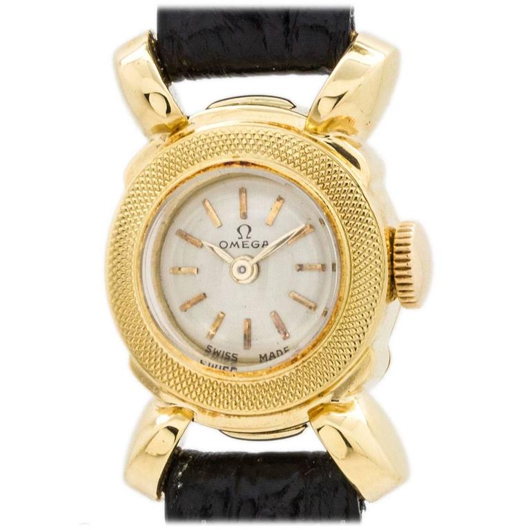 Lady Omega Yellow Gold Dress Wristwatch at 1stDibs