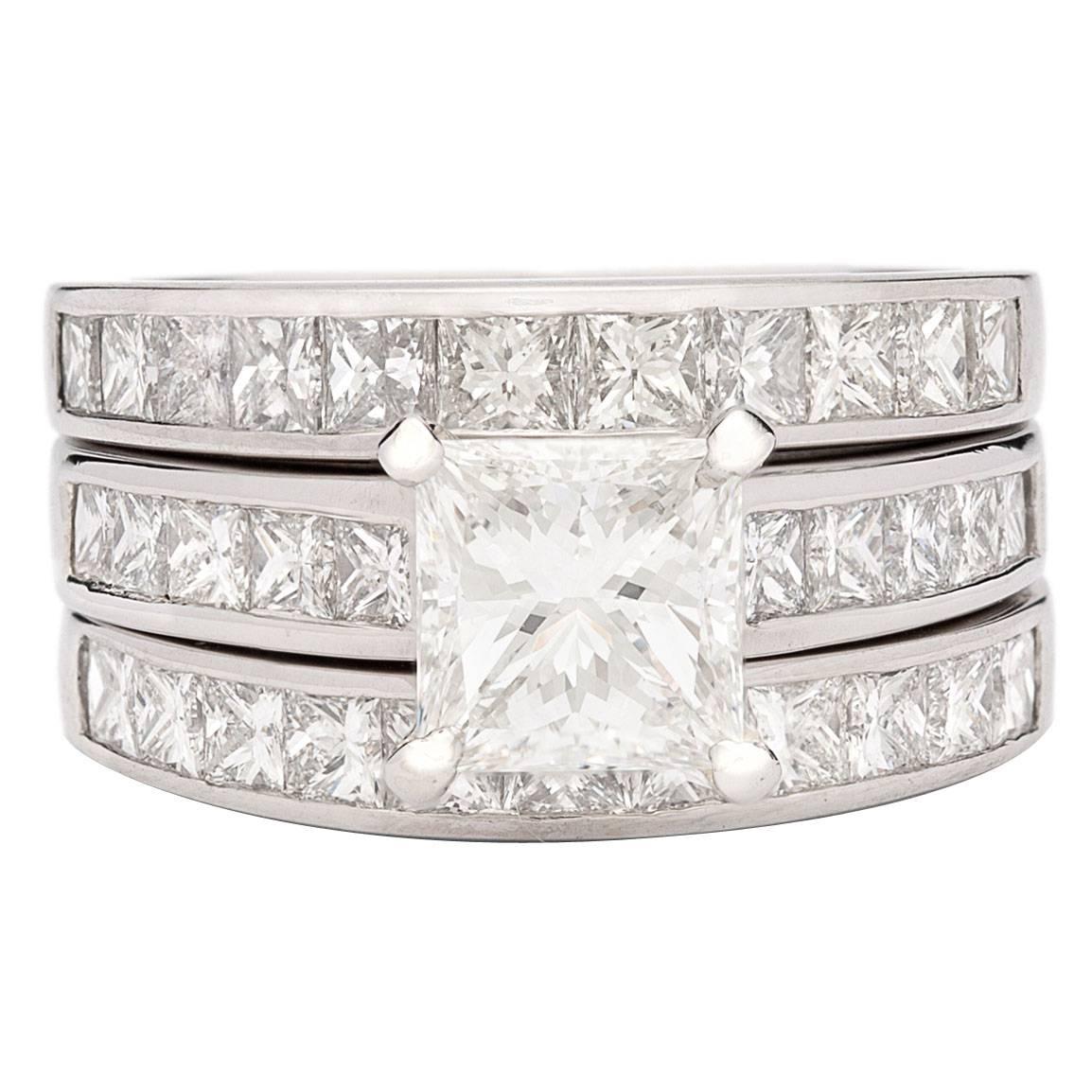 Platinum Diamond Wedding Set For Sale at 1stdibs