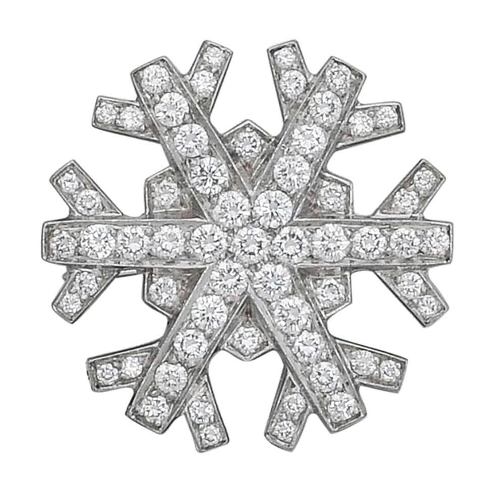 Tiffany and Co. Diamond Platinum Snowflake Brooch at 1stDibs