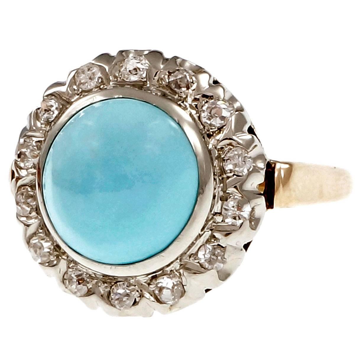 Jack Gutschneider Persian Turquoise Diamond Gold Dome Ring at 1stDibs ...