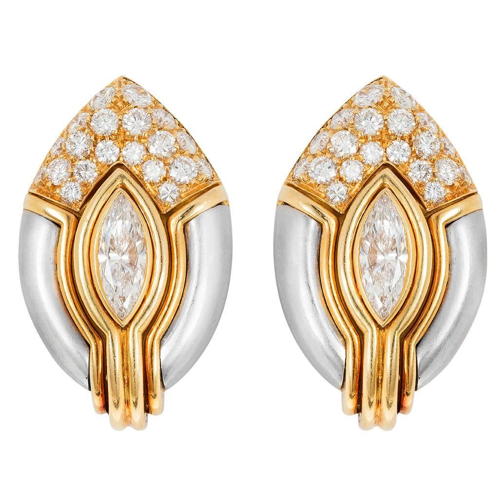 Diamond Ear Clips by Bulgari at 1stDibs