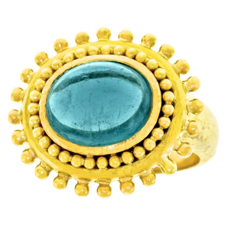 Elizabeth Locke Aquamarine Gold Ring at 1stDibs