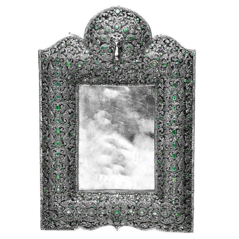 Emerald Diamond Studded Floral Motif Photo Frame For Sale at 1stDibs ...