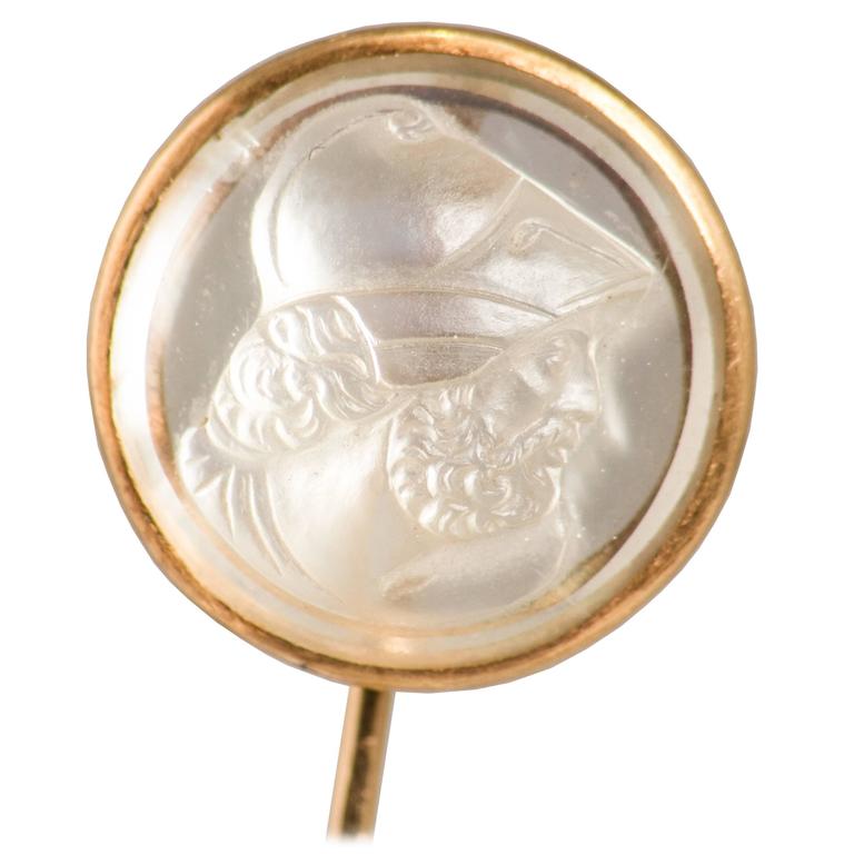 Victorian Gold and Rock Crystal Intaglio Stick Pin at 1stDibs