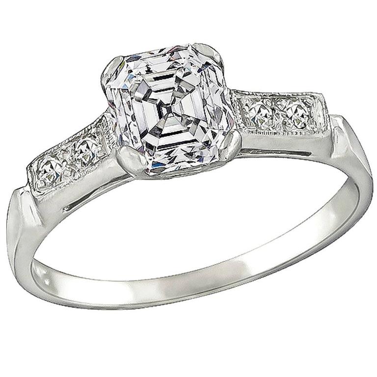1.08 Carat Asscher Cut Diamond Engagement Ring For Sale at 1stDibs ...