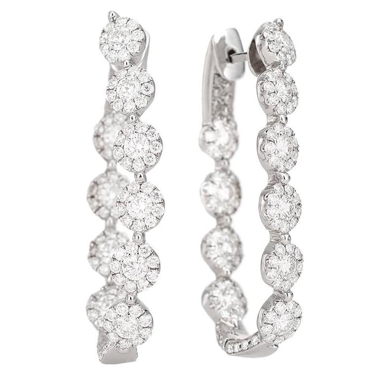 Oval diamond in and out hoop earrings at 1stDibs