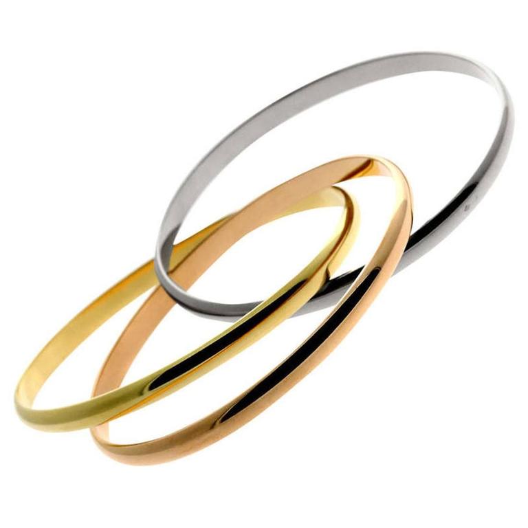 Cartier Three Color Gold Trinity Bangle Bracelet at 1stDibs | cartier 3 ...