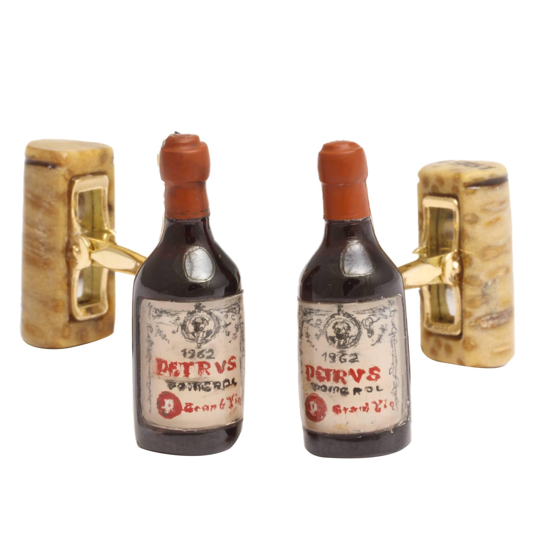 Michael Kanners Carved Stone Red Wine Cufflinks at 1stDibs